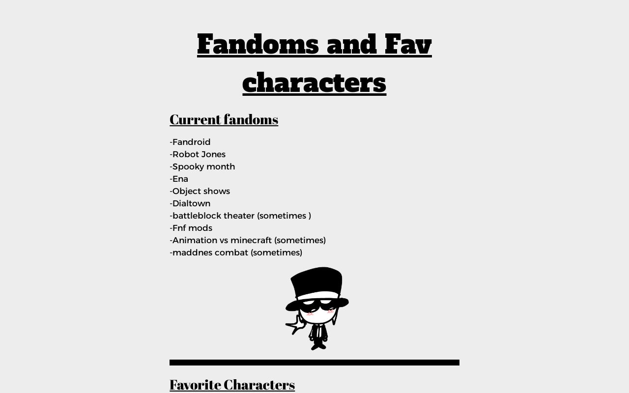 Fandoms and Fav characters💥